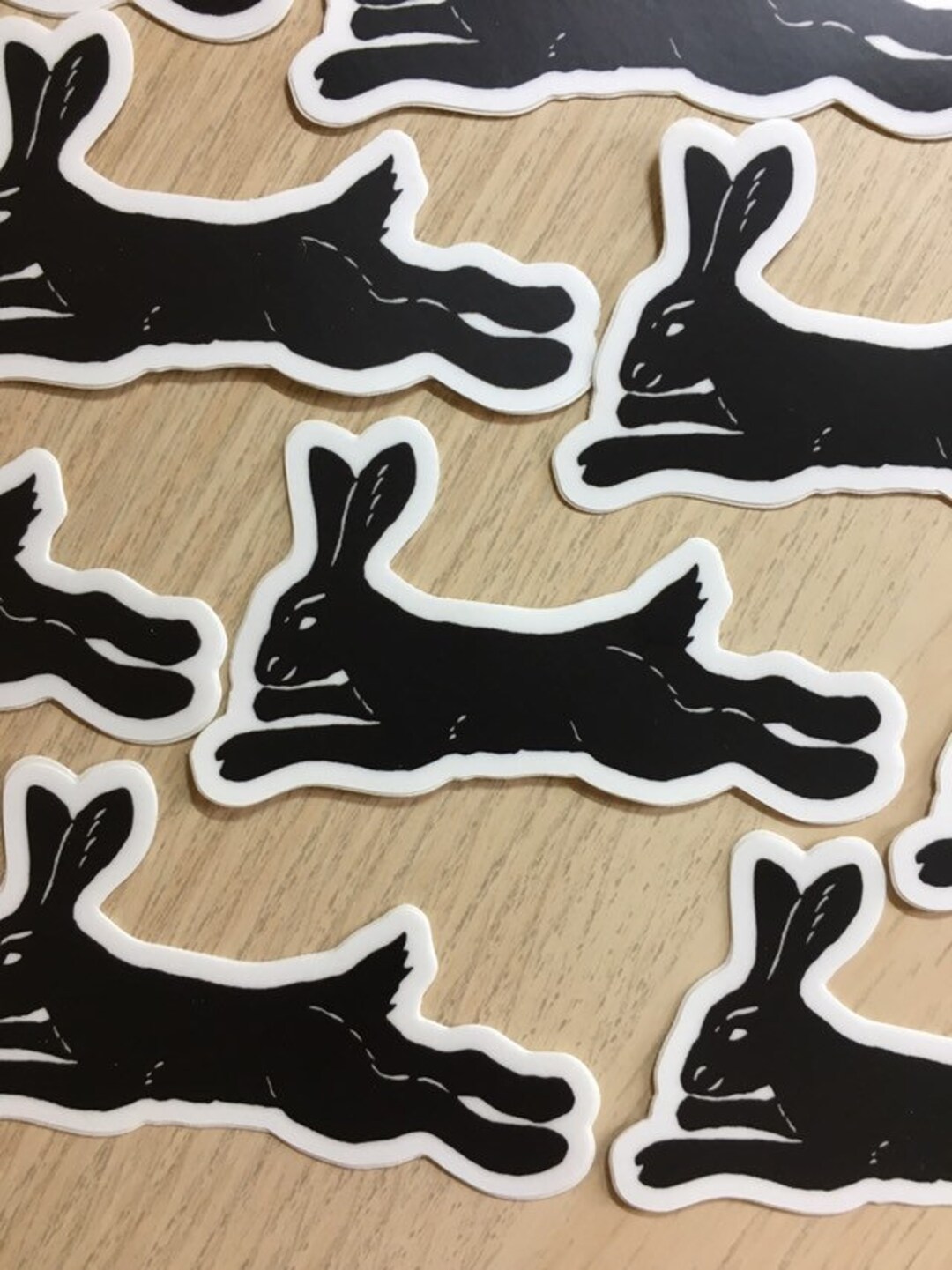 Leaping Black Rabbit 3" Sticker Indoor/outdoor Vinyl - Etsy
