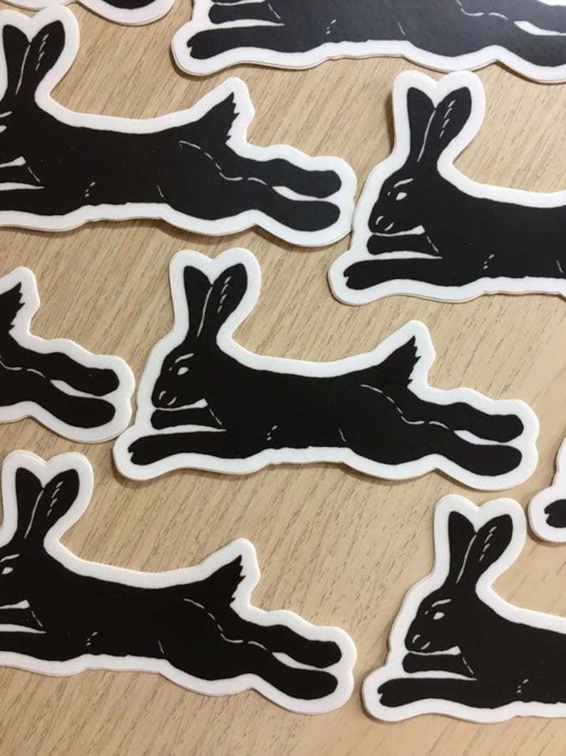 Leaping Black Rabbit 3 Sticker Indoor/outdoor Vinyl - Etsy