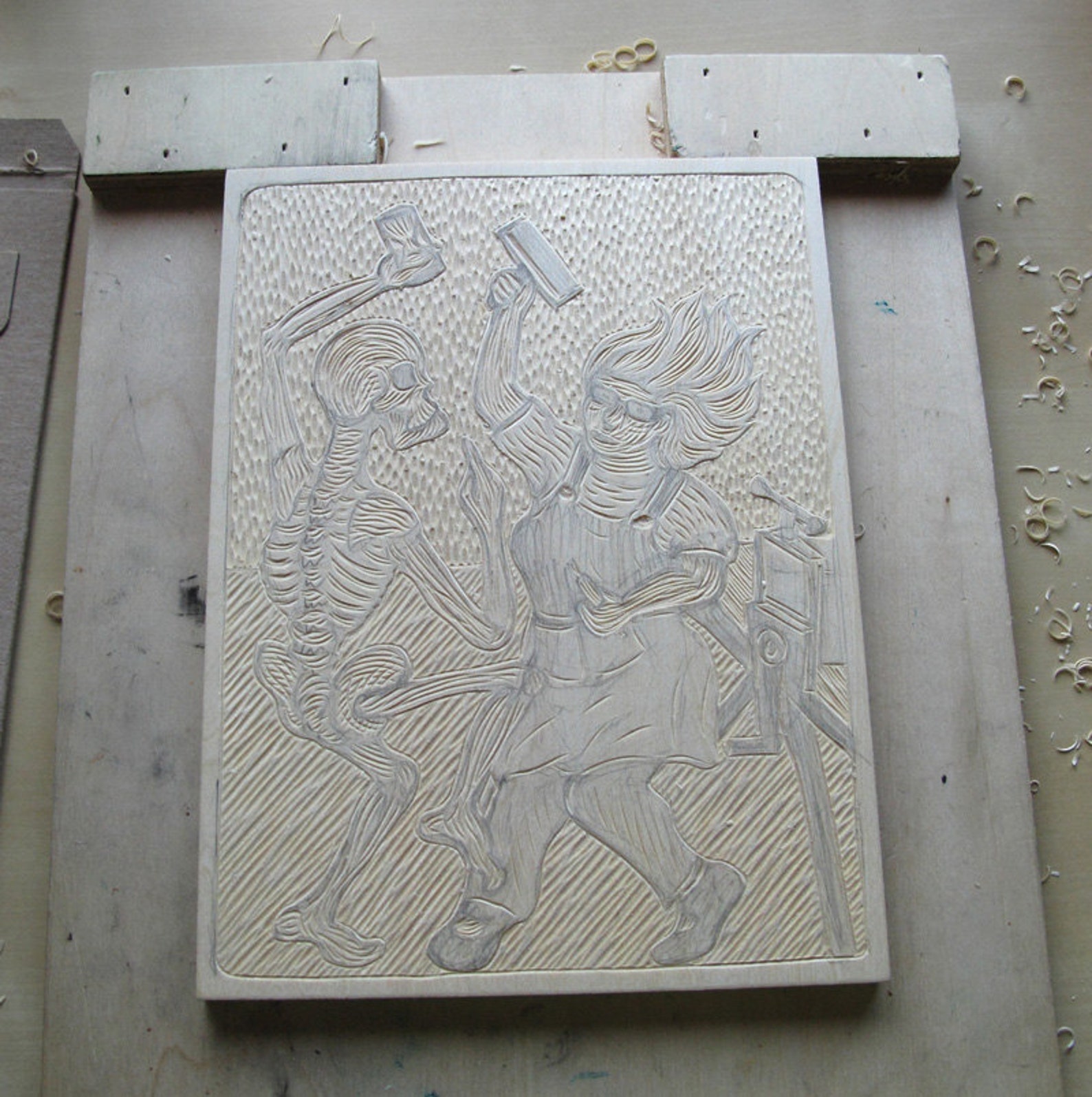 Death and the Printmaker Woodcut Hand-pulled Print 11x14 | Etsy