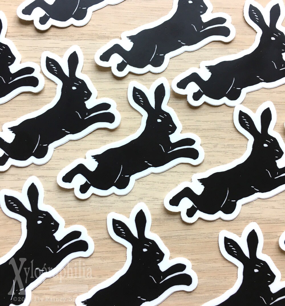 Flying Black Rabbit 3" Sticker Indoor/outdoor Vinyl - Etsy