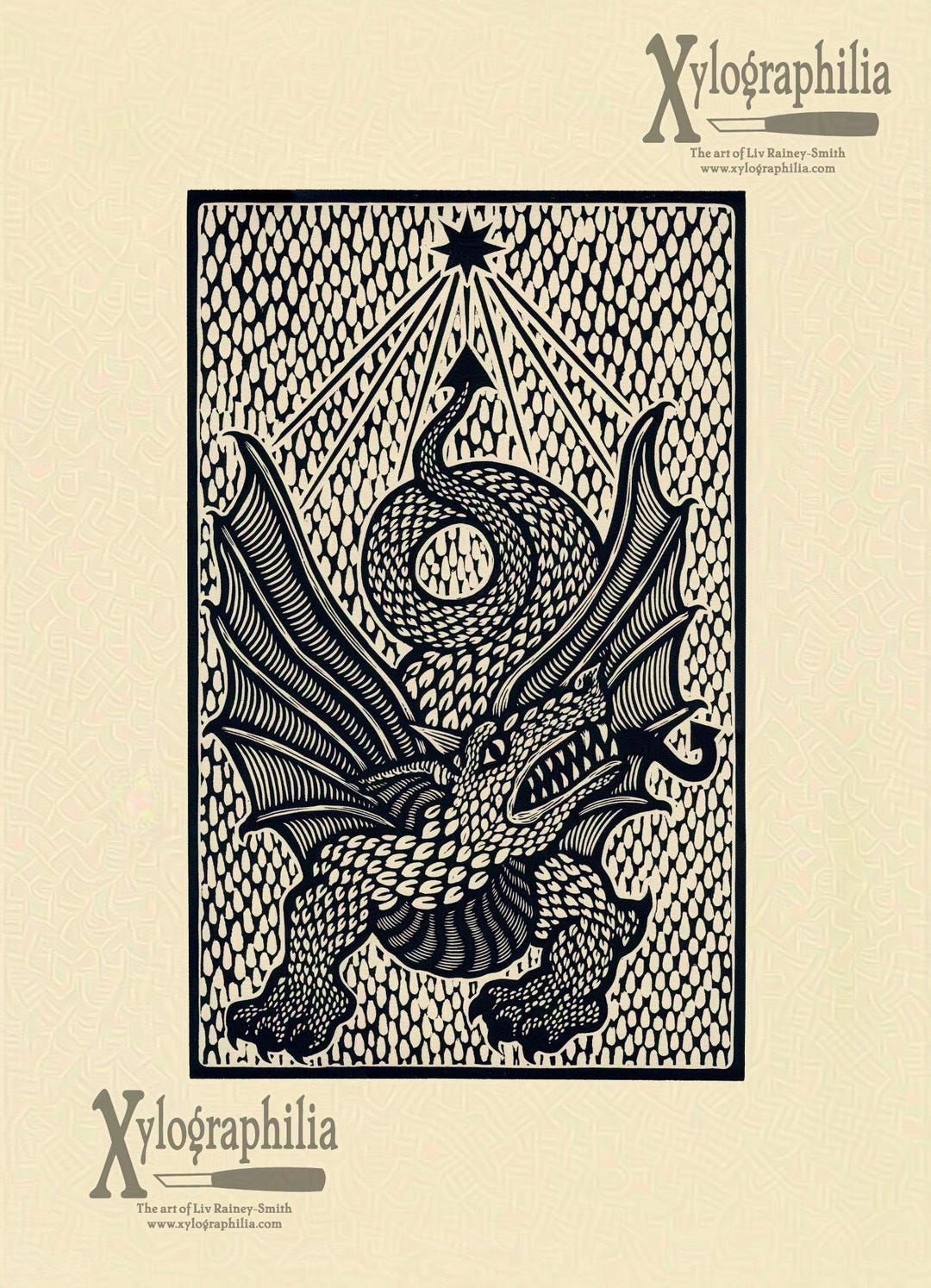 Dragon Woodcut Limited Edition Arcanum Bestiarum Bestiary Print - Etsy