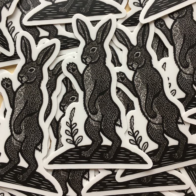 Rabbit Hare Sticker Indoor/outdoor Vinyl - Etsy