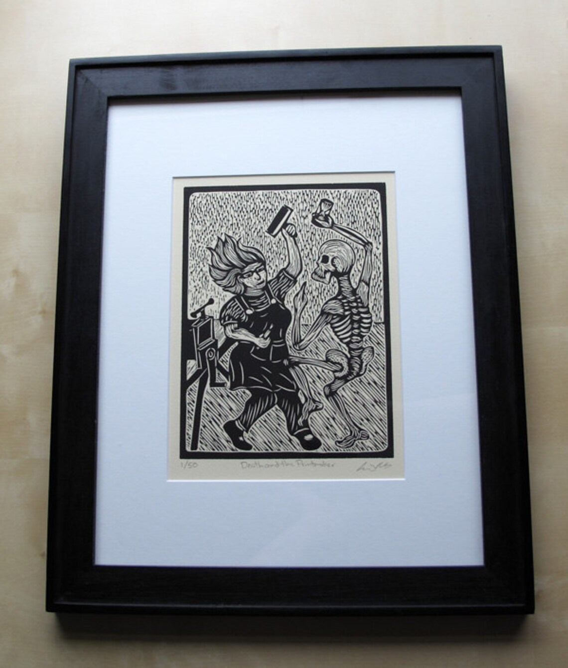 Death and the Printmaker Woodcut Hand-pulled Print 11x14 | Etsy