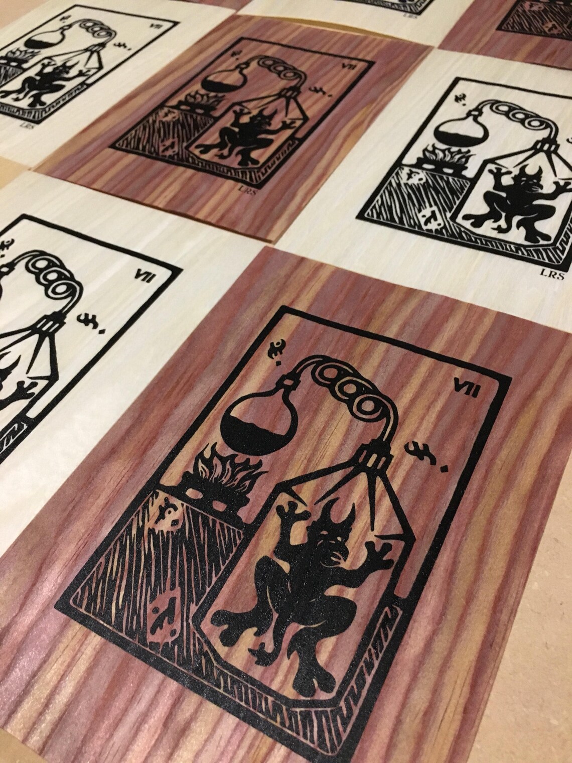 Figure VII homunculus demon screen print on wood veneer 7x5 | Etsy