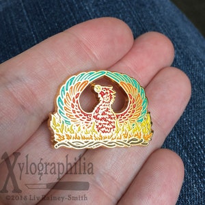Phoenix Fire Transformation Enameled Artist Lapel Pin - Etsy