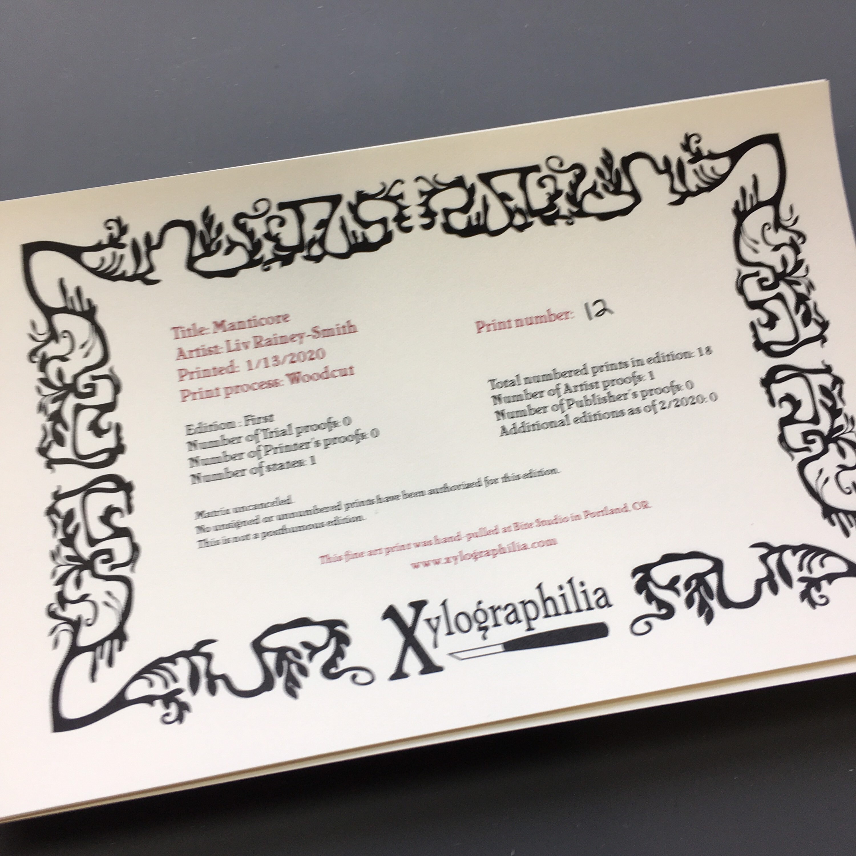 Manticore Bestiary Woodcut Limited Edition of 18 Signed and - Etsy