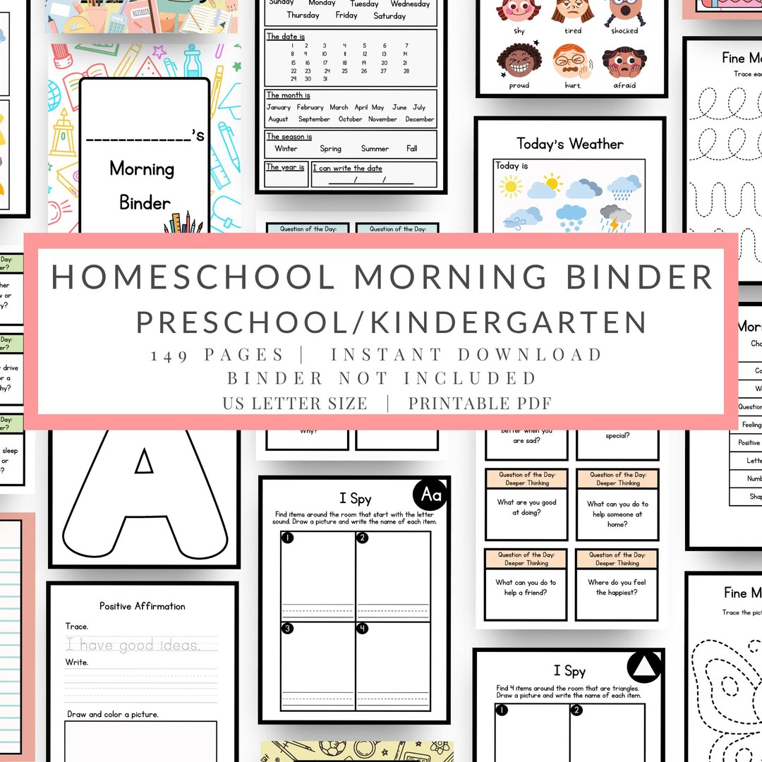 HOMESCHOOL MORNING BINDER Preschool & Kindergarten, Menu, Morning ...