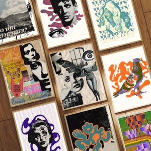 Set of 9 Eclectic Retro Grunge Printable Wall Art | Printable, Vintage ...