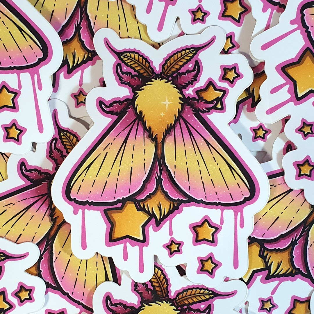 Rosy Maple Moth Sticker - Etsy