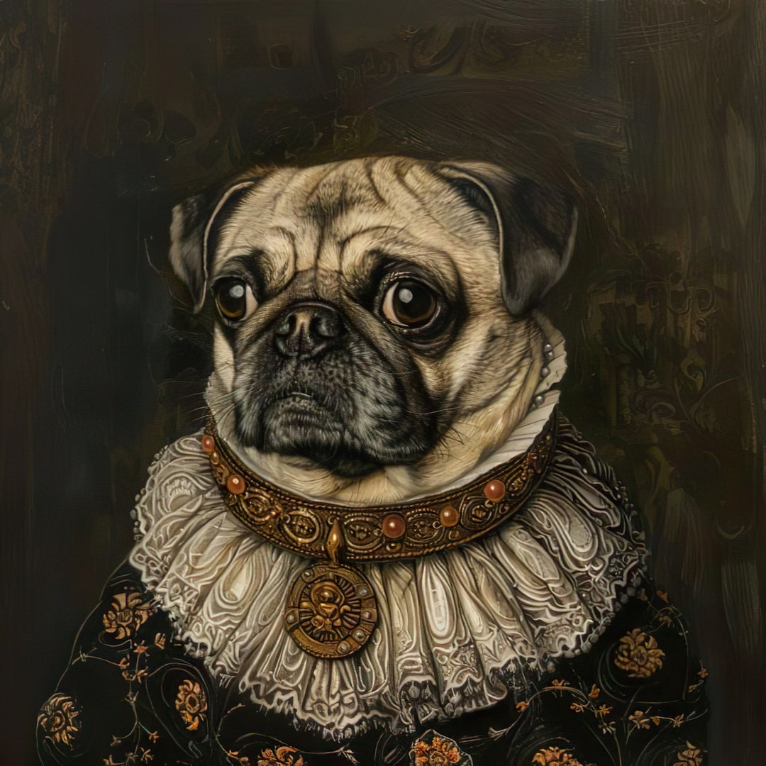 Pug Wall Art Pug Lover Portrait for Pug Owner Pug Dog Painting for Dog ...