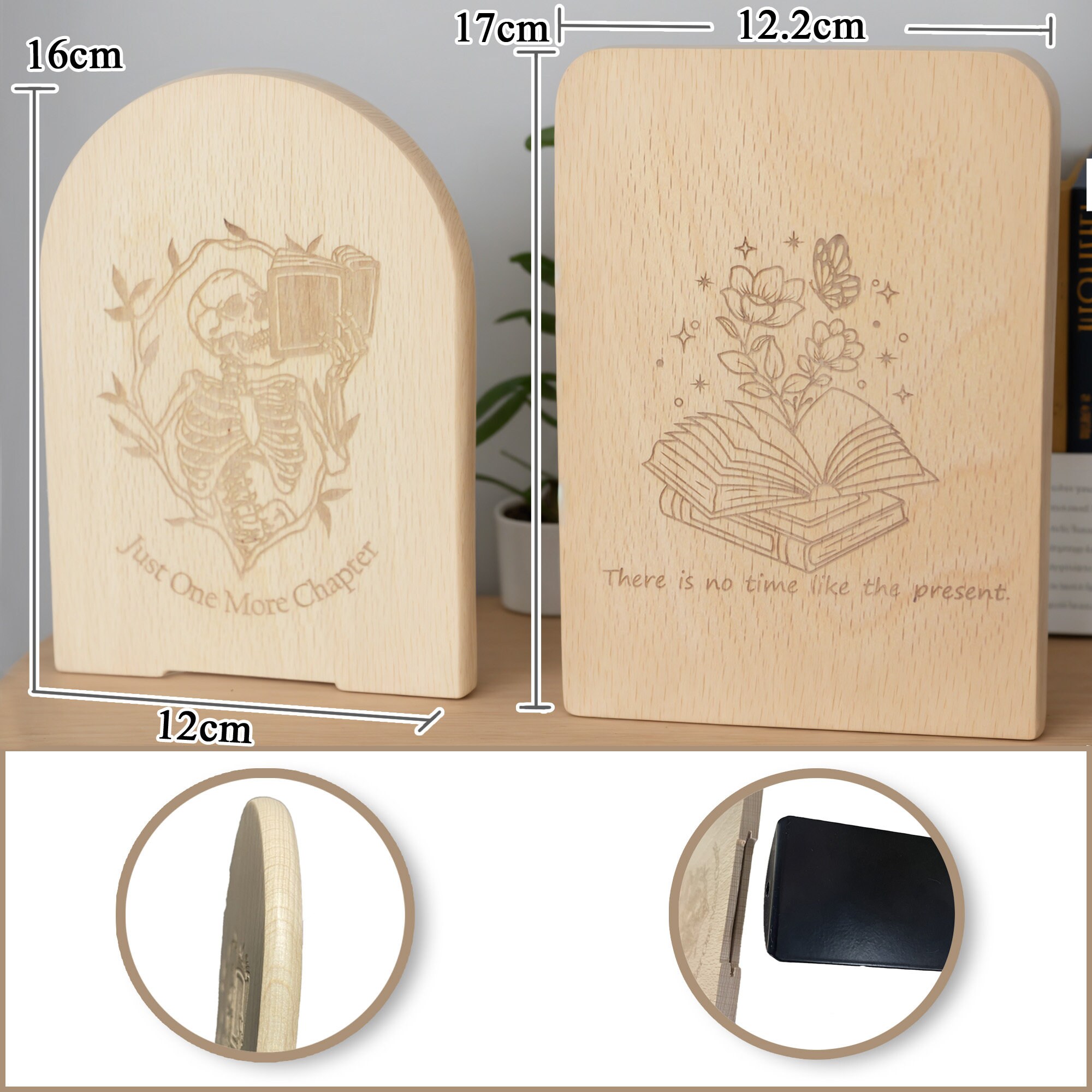 Personalized Wooden Bookends, Non-slip Bookends, Home Office Bookend ...