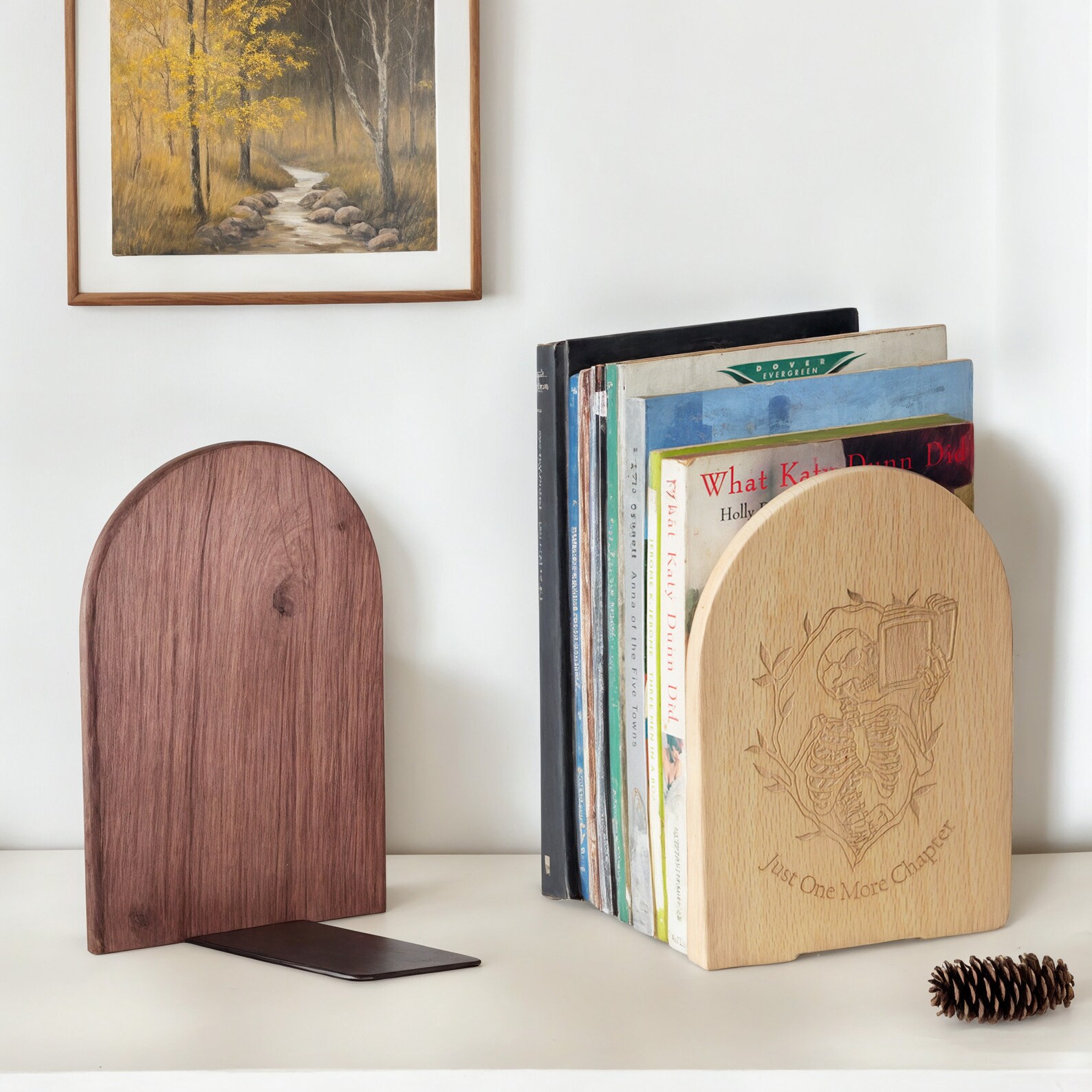 Personalized Wooden Bookends, Non-slip Bookends, Home Office Bookend ...