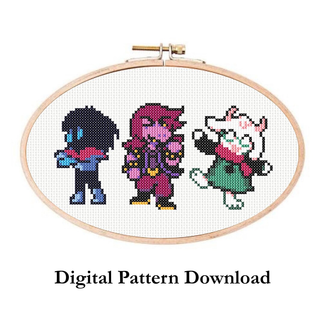 Deltarune Team Kris, Susie, and Ralsei Pose Cross Stitch Pattern ...