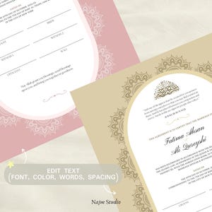 Nikkah Certificate Digital Nikkah Contract Canva Katb Kitaab ...