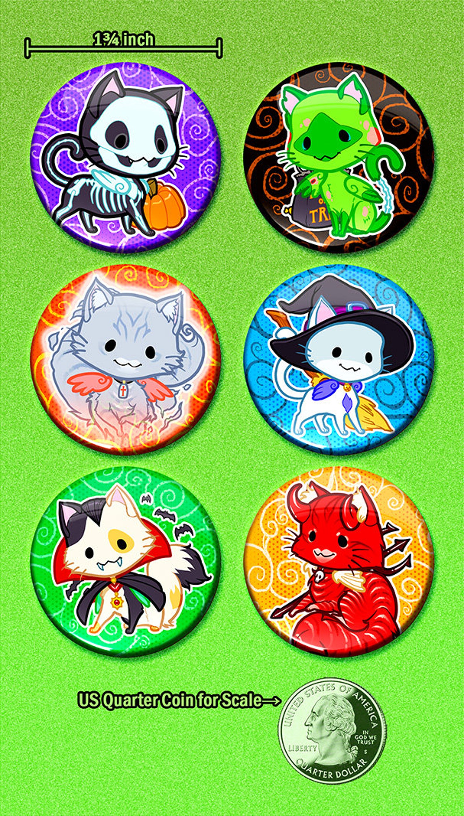 Kawaii Halloween Chibi Kitties -winged Cat Skeleton, Zombie, Ghost ...