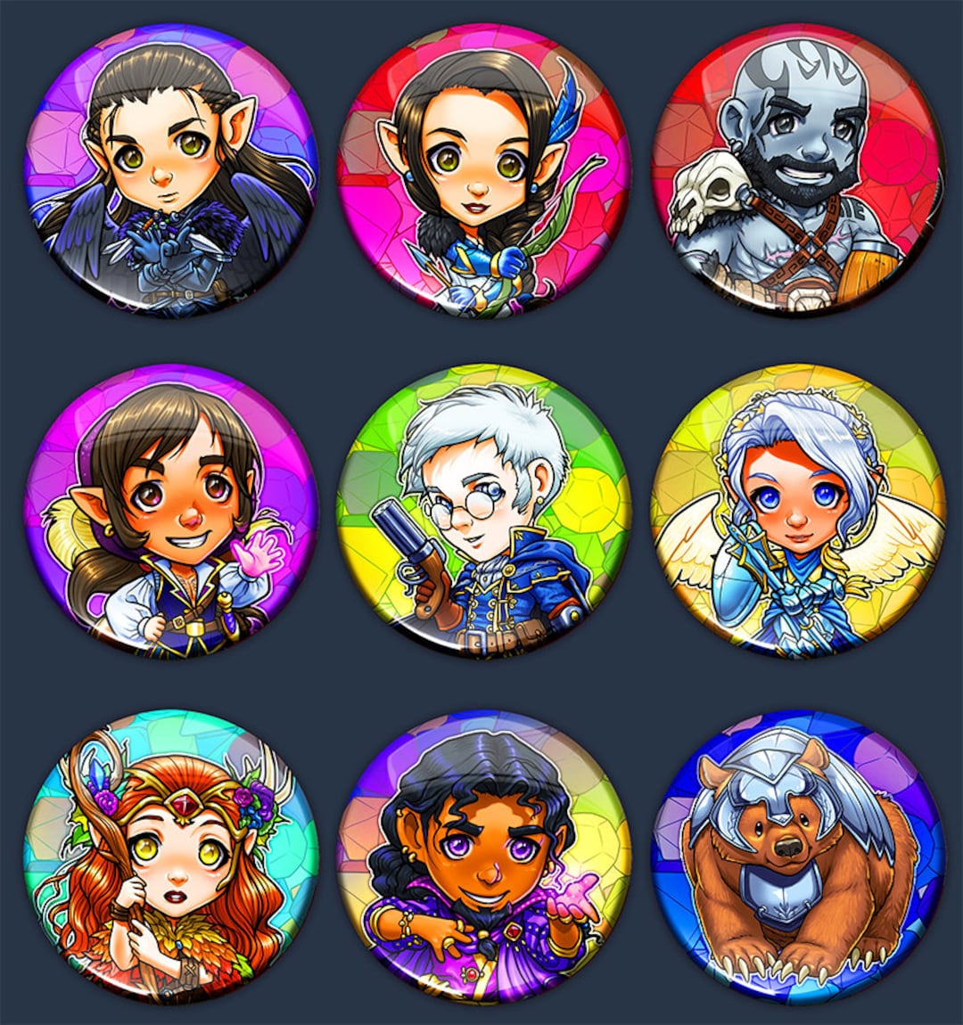 Critrole VM Season One Character Pins or Magnets - 1.75" Pin-backed ...