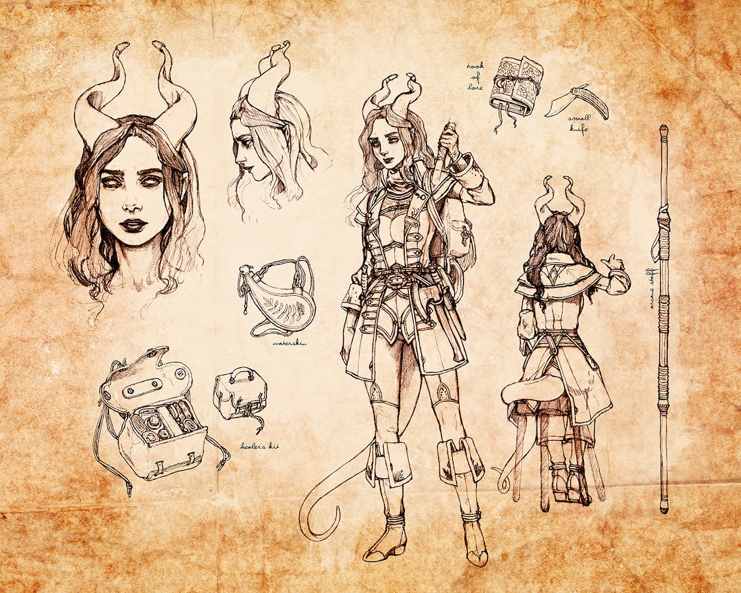 Tiefling Warlock / Sorcerer / Wizard Art Print - 8 X 10 or 8.5 X 11 ...