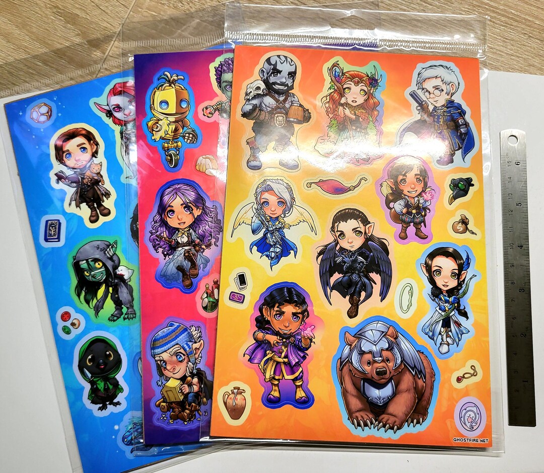 Critrole VM, M9, BH Campaign 1, 2, 3 Chibi Vinyl Sticker Sheets ...