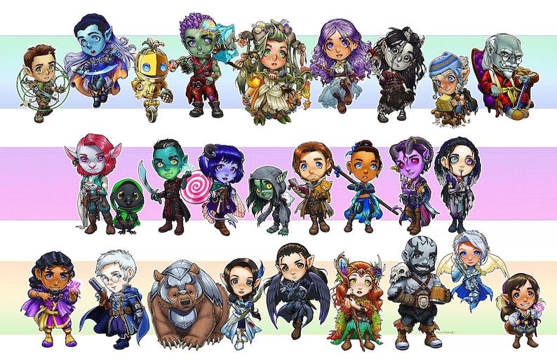 Critrole Cuties Chibi Illustration Art Print 11 X 17 - Etsy