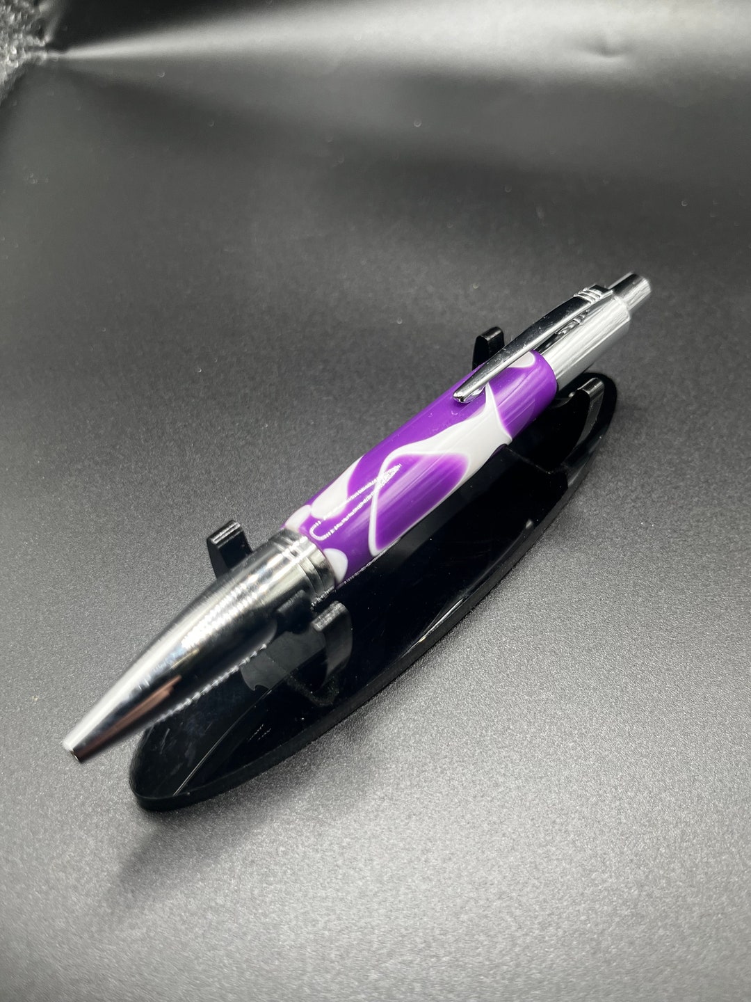 Purple and White Acrylic Chrome Vesper Click Ballpoint Pen - Etsy