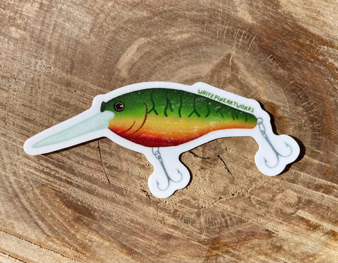 Hand Designed Rainbow Fishing Lure Sticker, Angling Sticker, Fishing ...