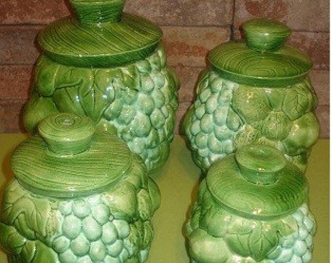 Vintage Green Ceramic Canister Set of 4 B - Etsy