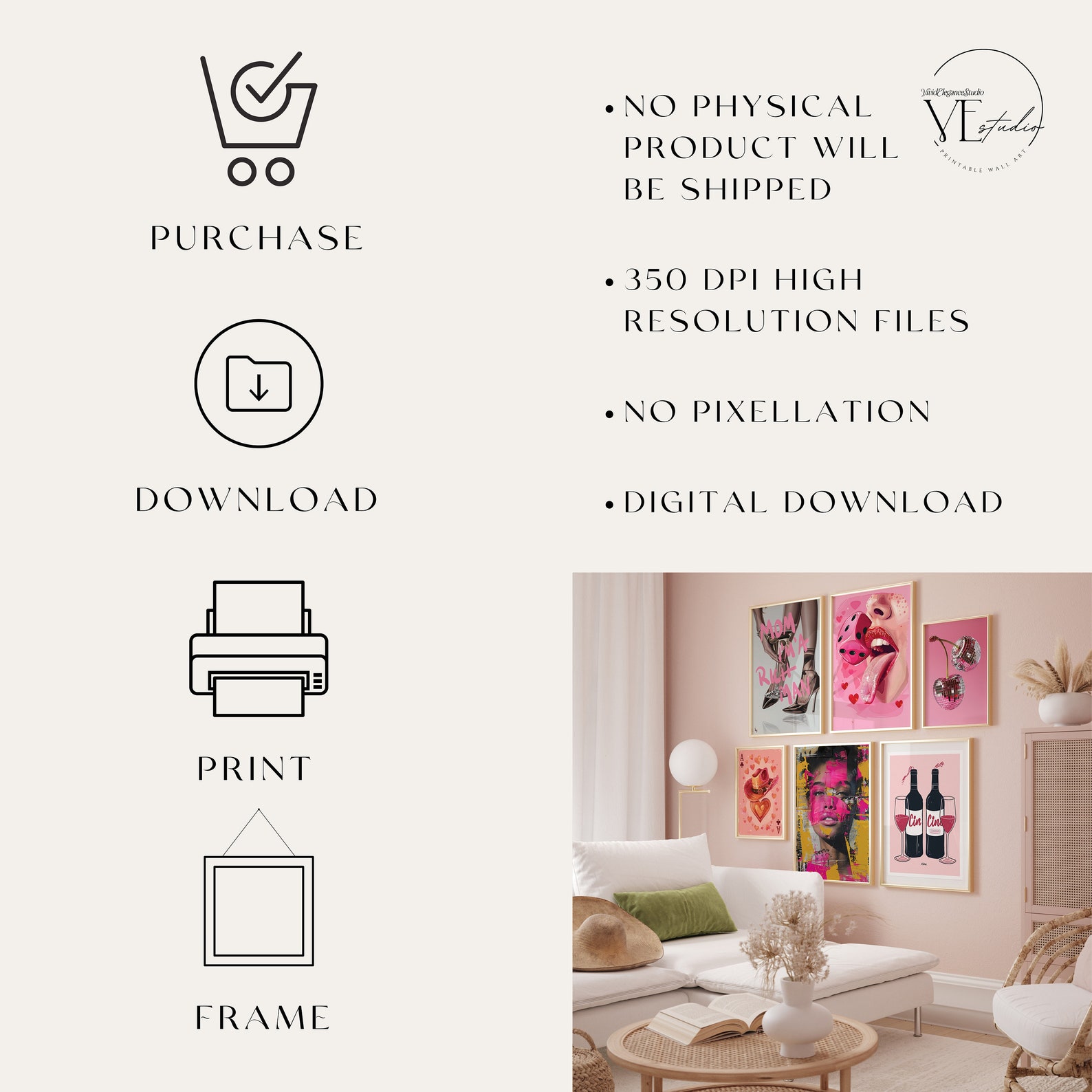 Trendy Preppy Gallery Wall Set of 17 Digital Download Prints ...