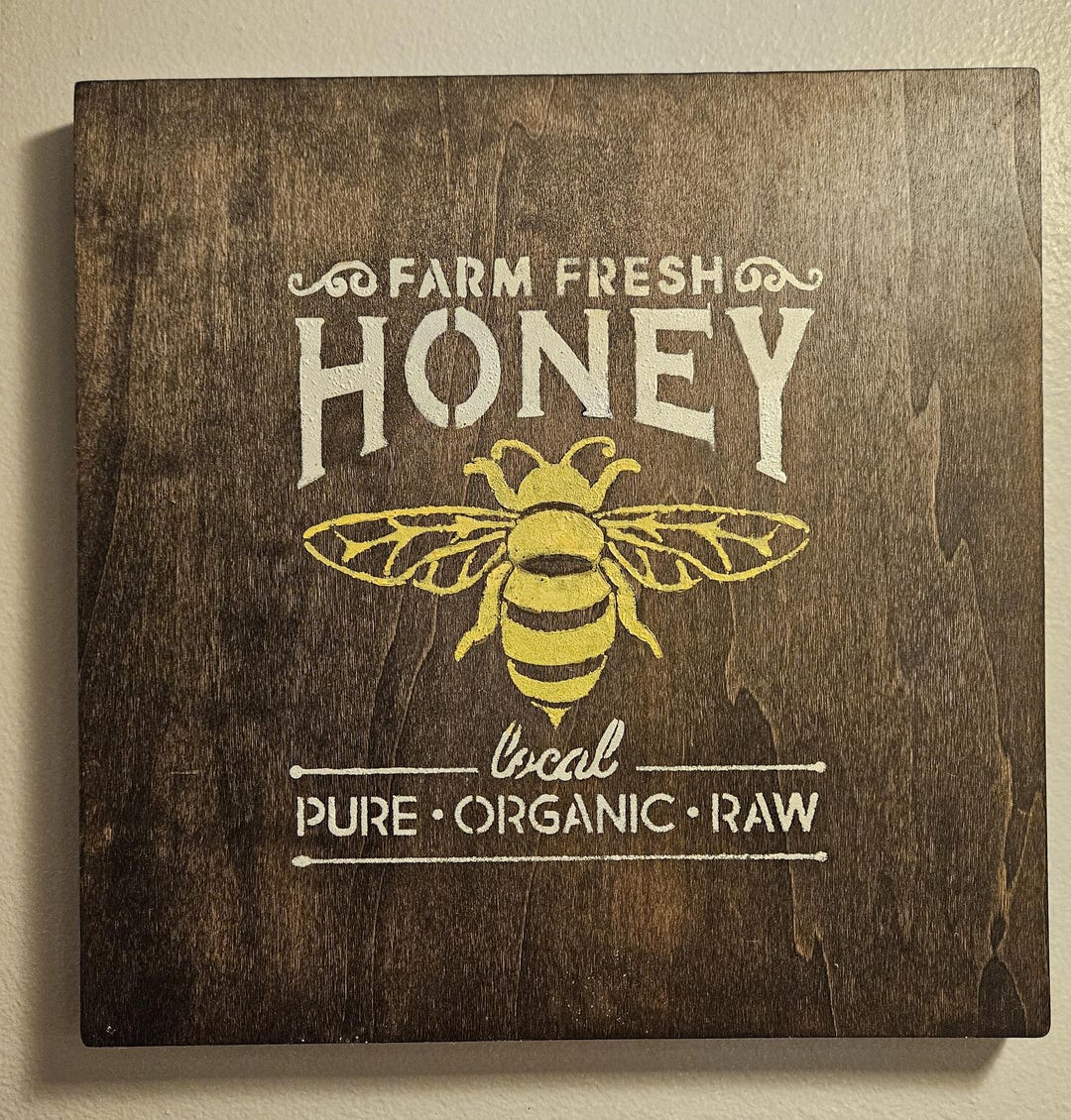 Farm Fresh Honey Wood Sign - 12x12 Square Decor - Etsy