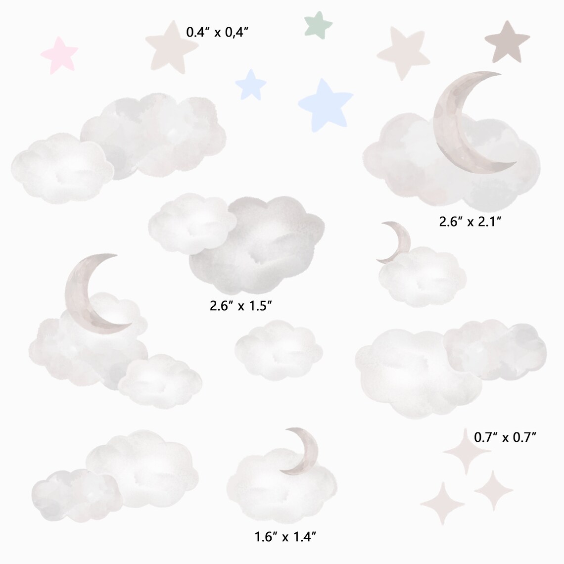 Bunny Clipart. Pastel Rabbit PNG Clipart. Clouds and Stars. Hand Drawn ...