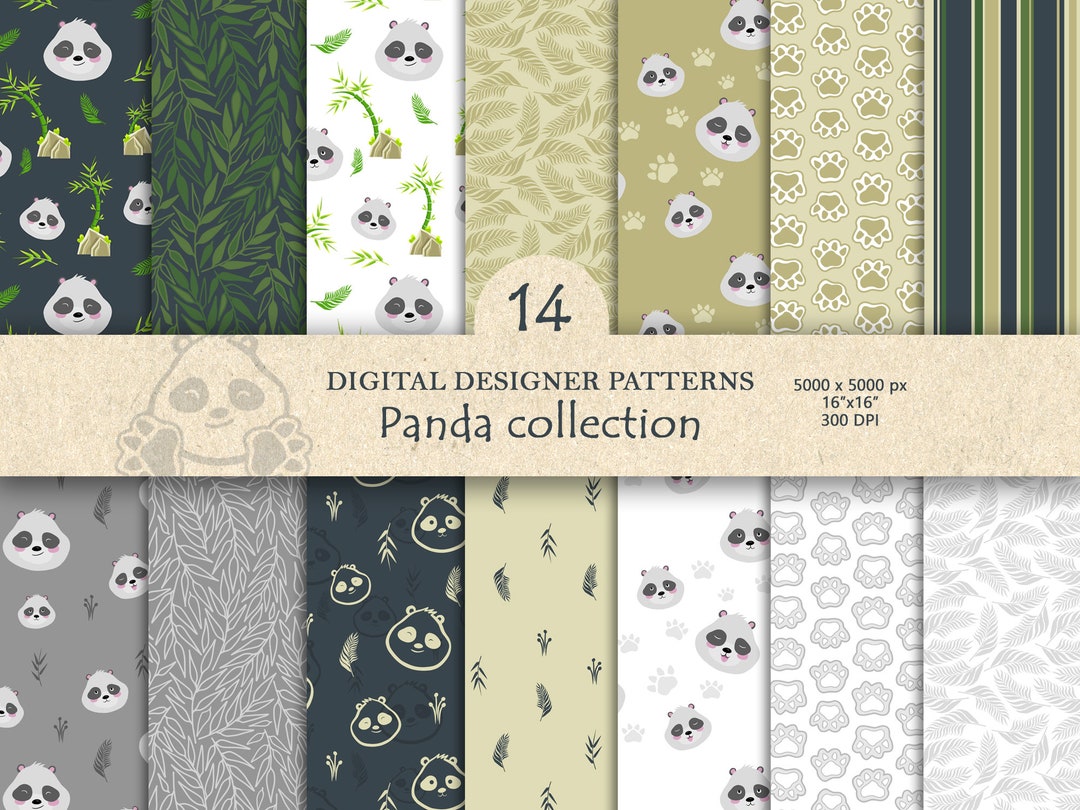 Panda Digital Seamless Pattern Design - Digital Paper Scrapbook - Panda ...
