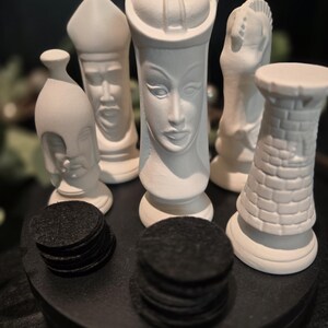 Ceramic Bisque 32 Pc. Medieval Chess Set With 32 Felt Pads- Ready to ...