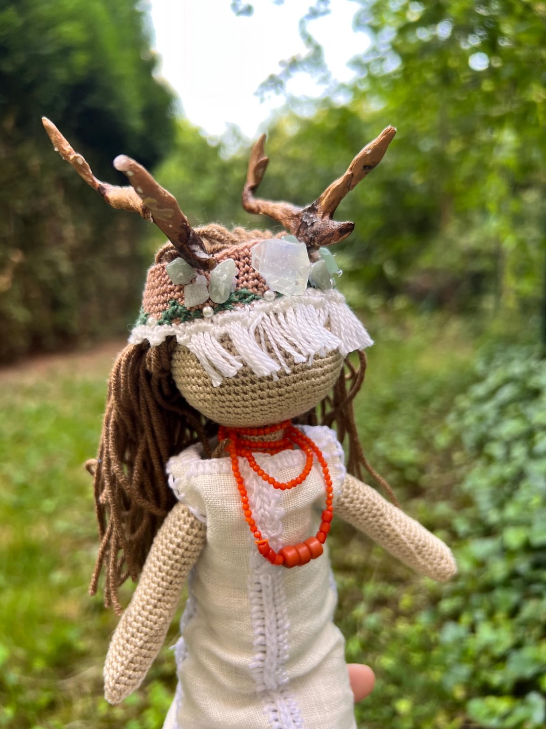 Crochet Amigurumi Viking Shaman Doll With Natural Gemstones and Coral ...