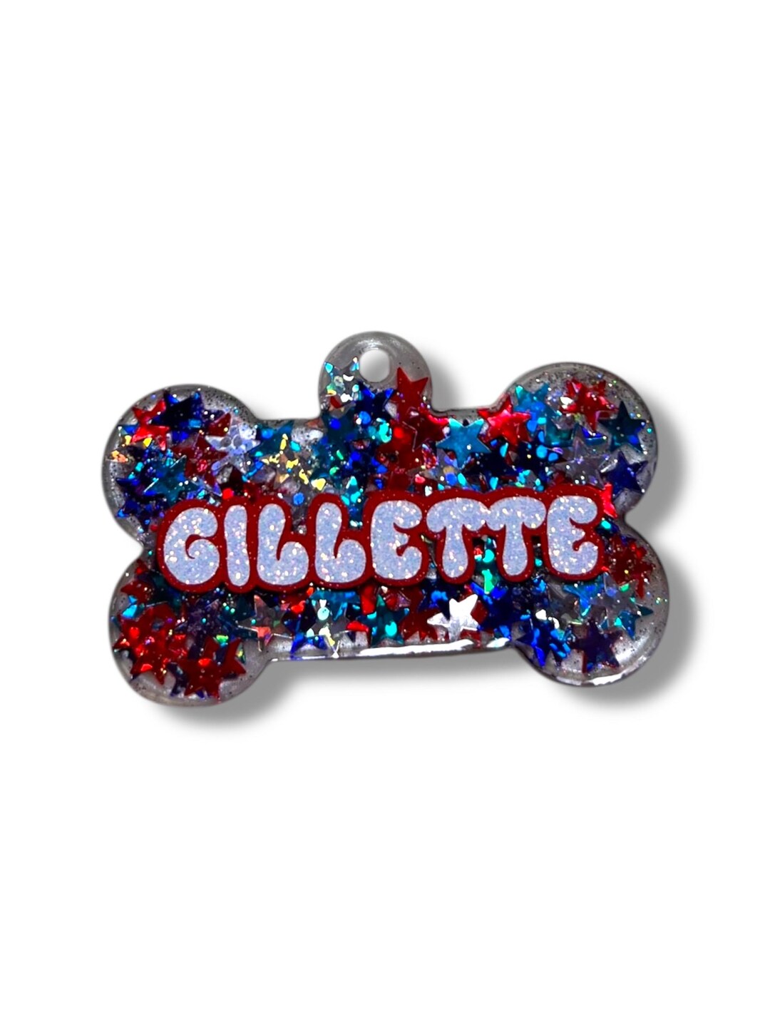 Red, White & Woof Tag – Custom Patriotic Dog ID Tag With Glitter Stars ...