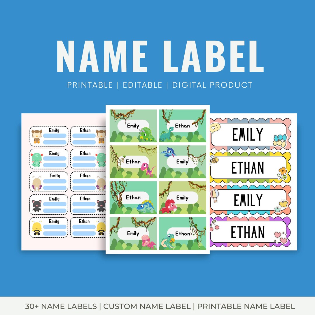 Digital Name Label, School Labels, Girls Labels, Boys Labels, Printable ...