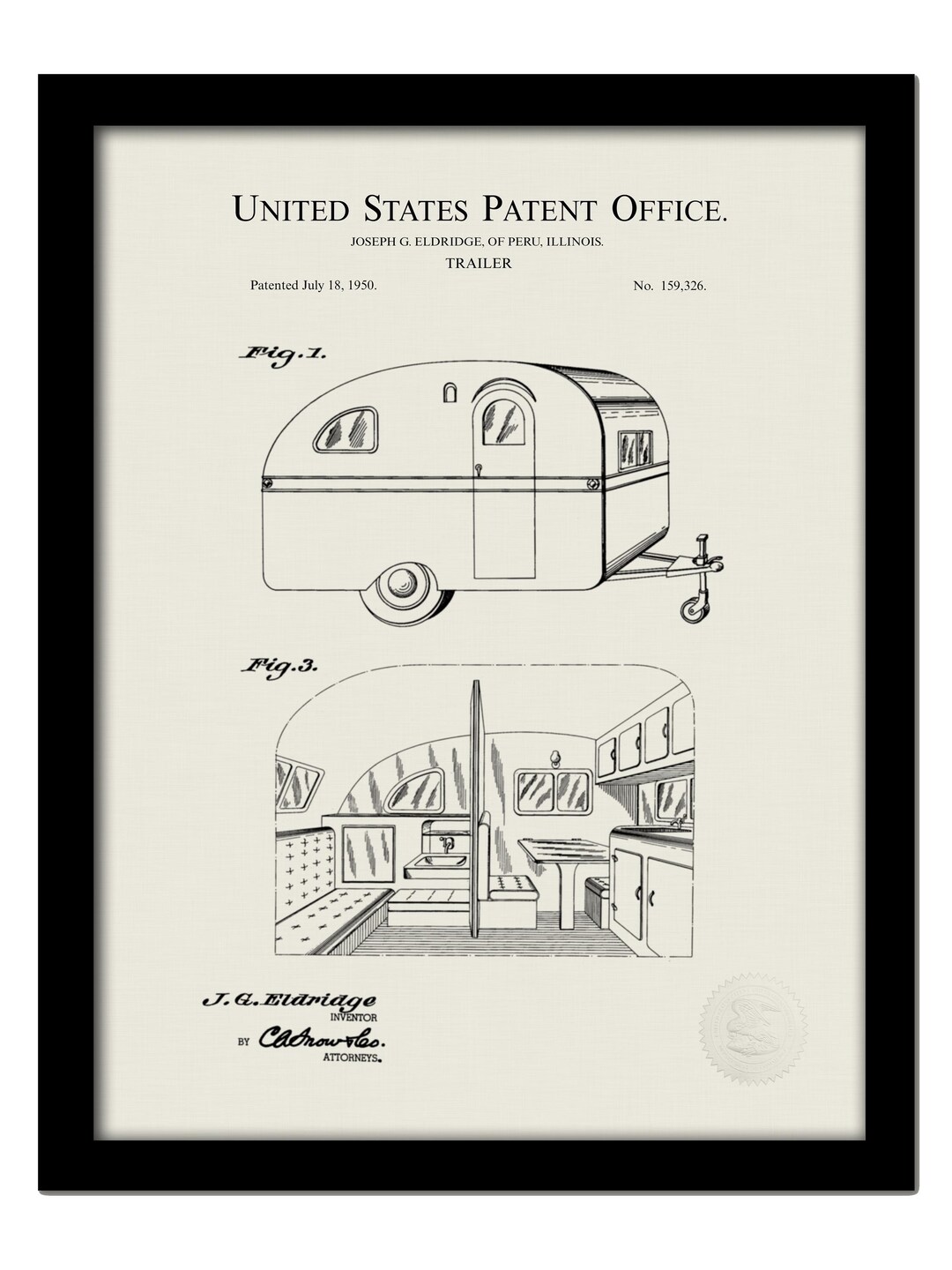Antique Camper Trailer Design | 1950 Trailer Interior Patent | Rustic ...