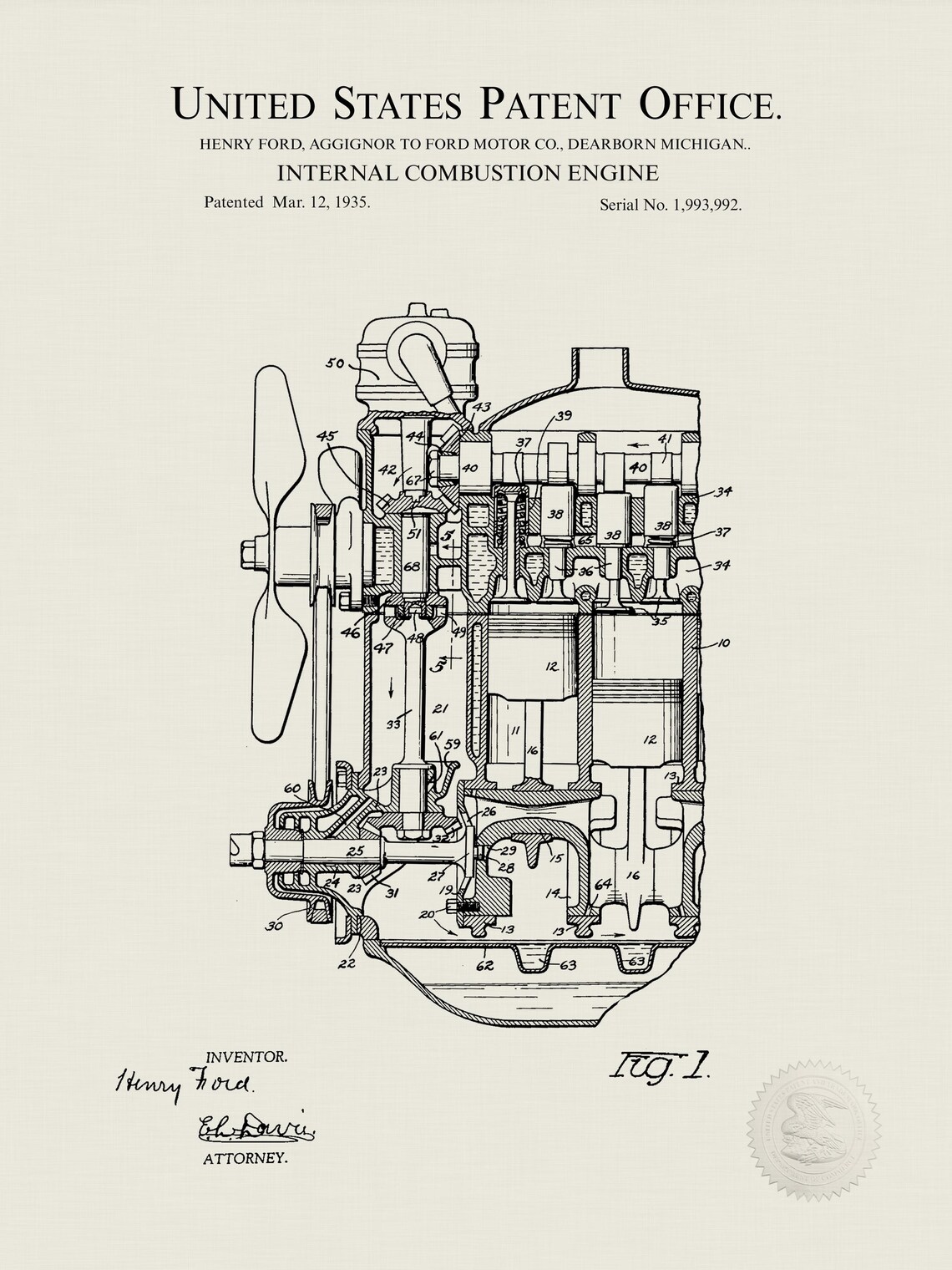 Vintage Engine Decor | 1935 Henry Ford Internal Combustion Engine ...