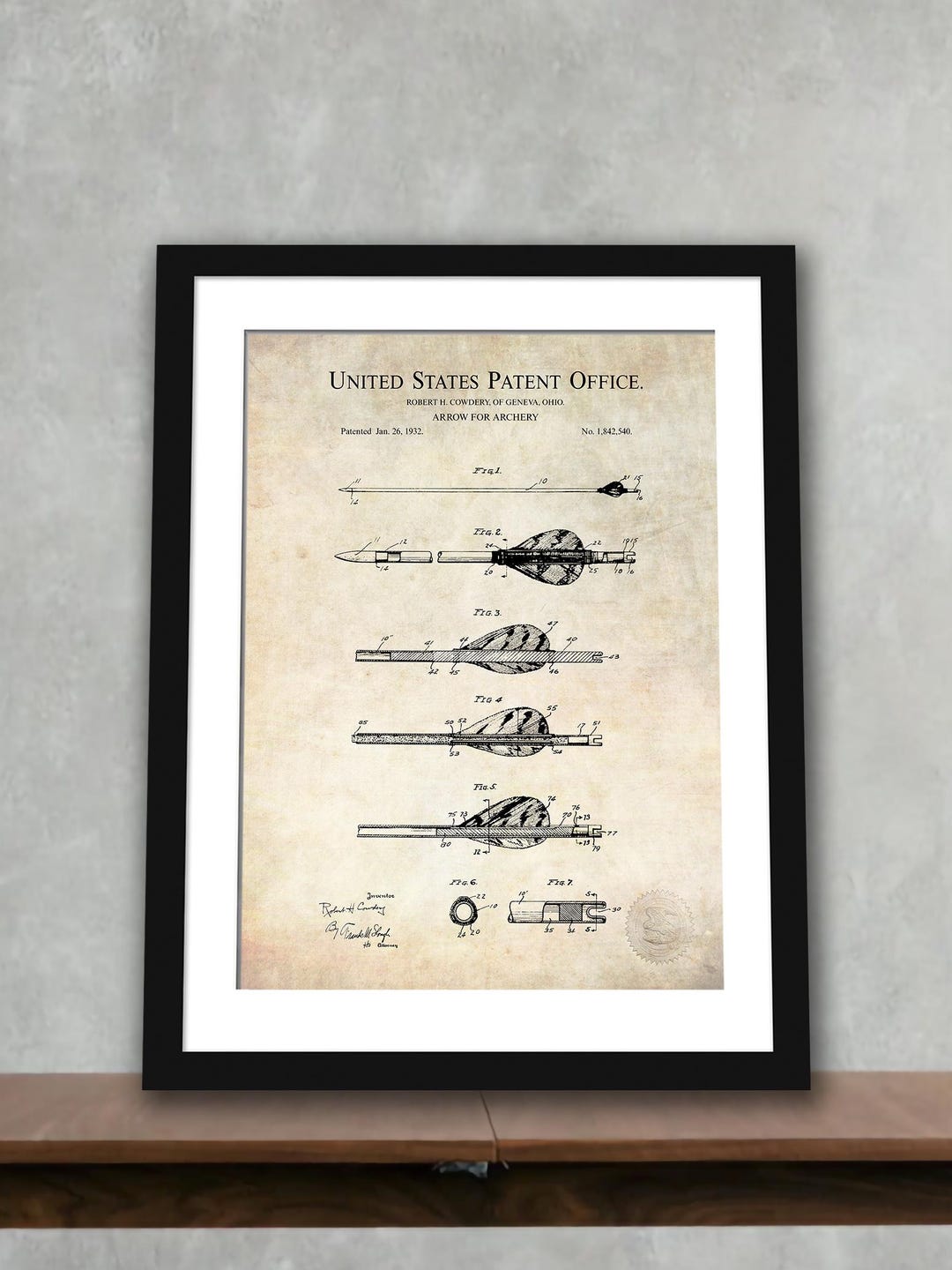 Vintage Archery Arrow Patent | 1932 Arrow Design for Archery | Unique ...