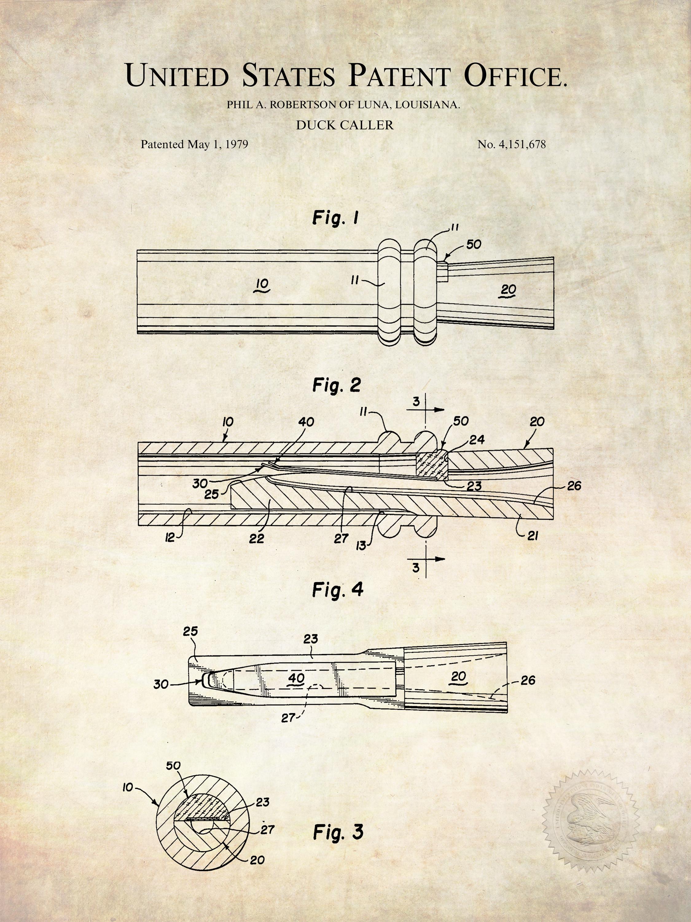 Vintage Duck Call Patent | 1979 Duck Caller Design | Unique Gift for ...