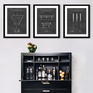 Vintage Billiard Decor | 1873-1879 Pool Table, Cue, Rack Patents | Game ...