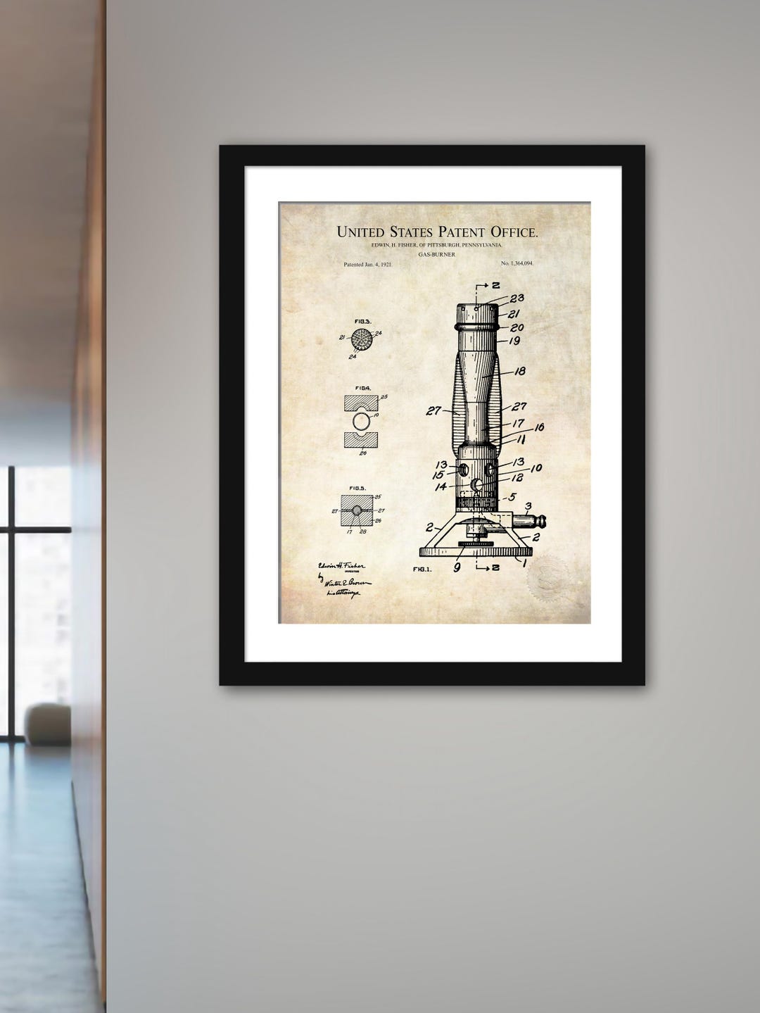 Vintage Science Lab Decor | 1921 Gas Burner Patent | Chemistry Wall Art ...
