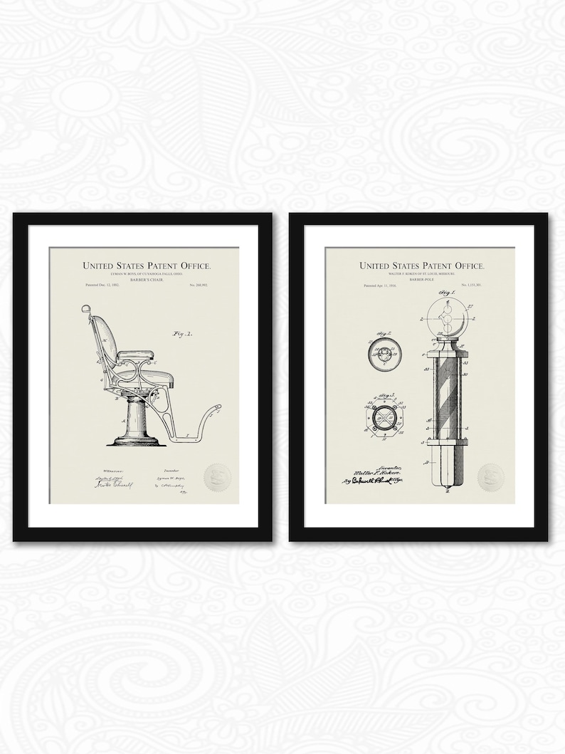 Vintage Barber Shop Set | 1882 Stylist Chair and 1912 Barbershop Pole ...