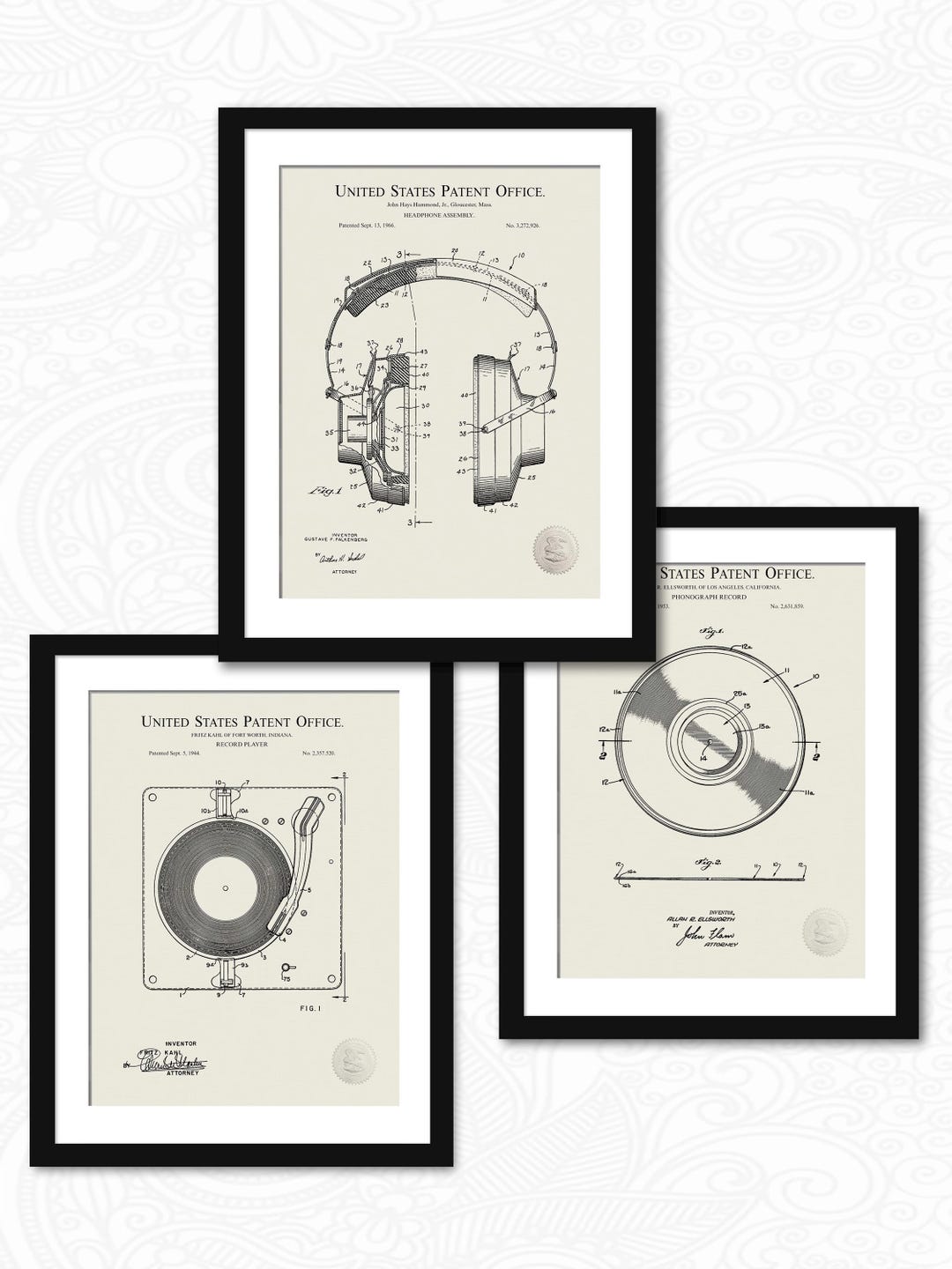 Retro DJ Collection Prints of 1944-1966 Record Player, Phonograph ...