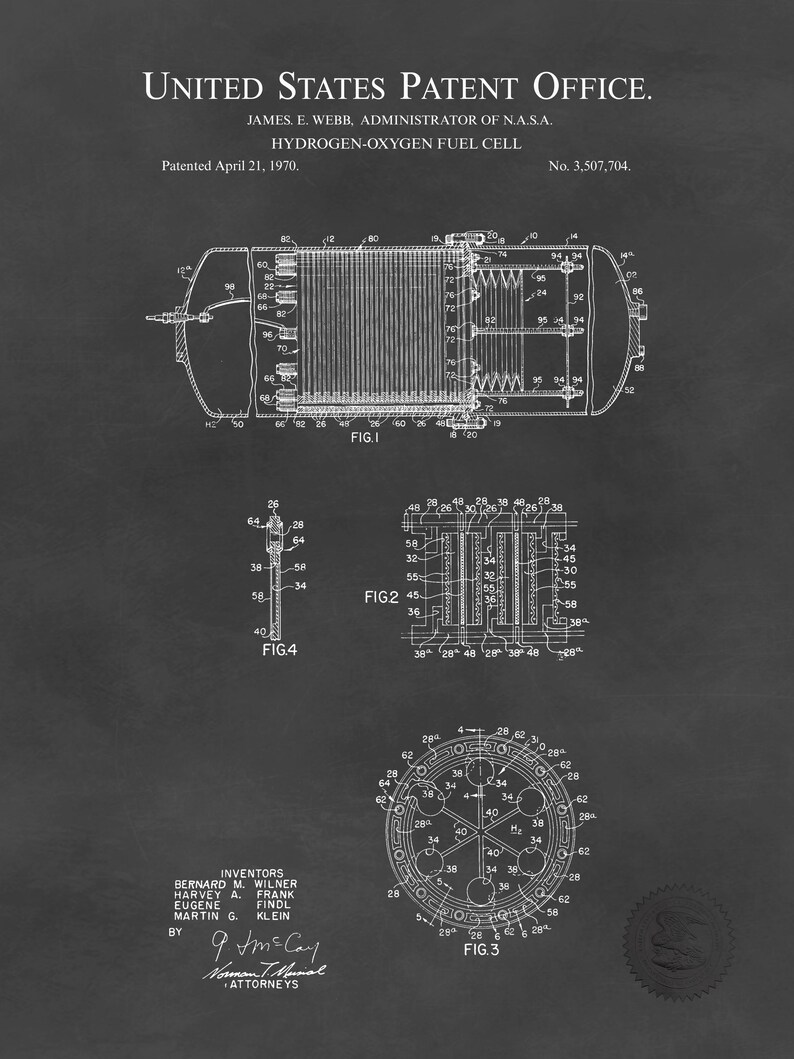 Innovation Art | 1970 NASA Fuel Cell Patent | Science Wall Art | Gift ...
