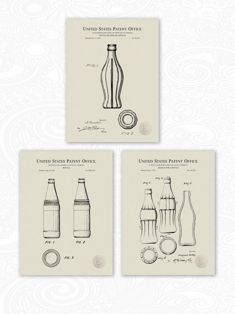 Retro Coca-cola Bottle Design Set | Prints of Vintage Coca-cola Bottle ...
