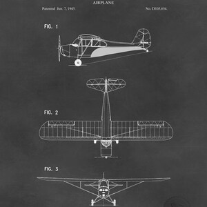 Vintage Aircraft Art | 1945 Aeronca C7 Patent Reproduction | Gift for ...