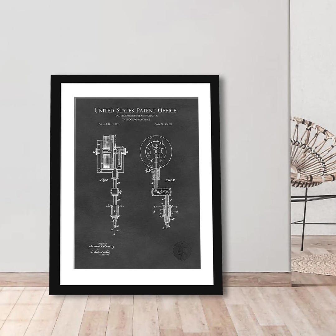Antique Tattoo Wall Art | 1891 Tattooing-machine Patent | Gift for ...