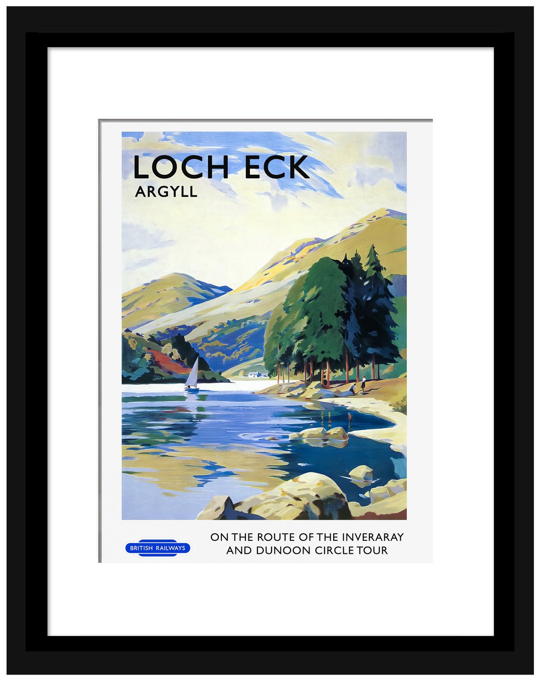 Vintage Loch Eck Art, Scotland 1940s Loch Eck Vintage Travel Print ...