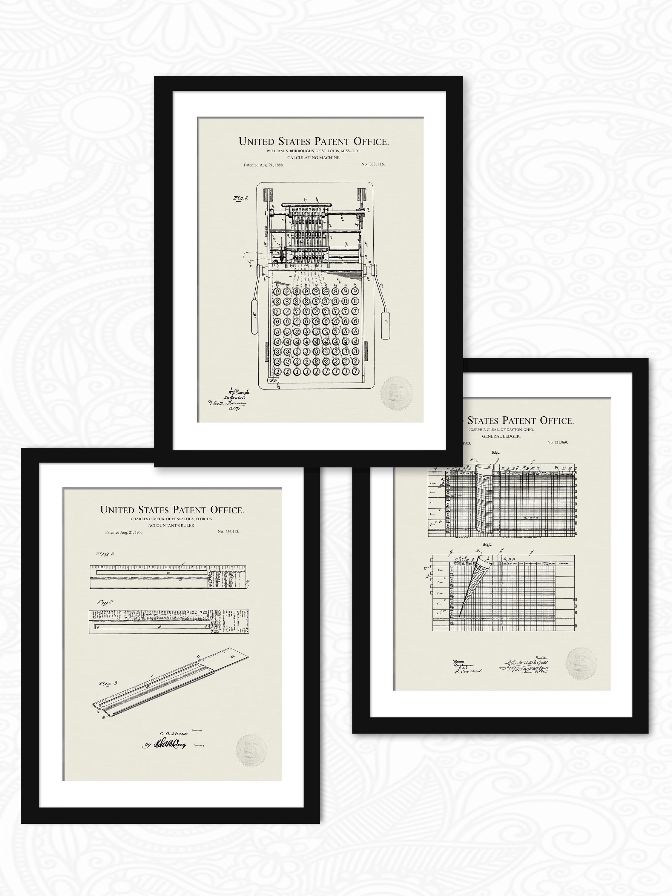 Vintage Accountant Art | Finance Patent Prints Set | Unique Office ...