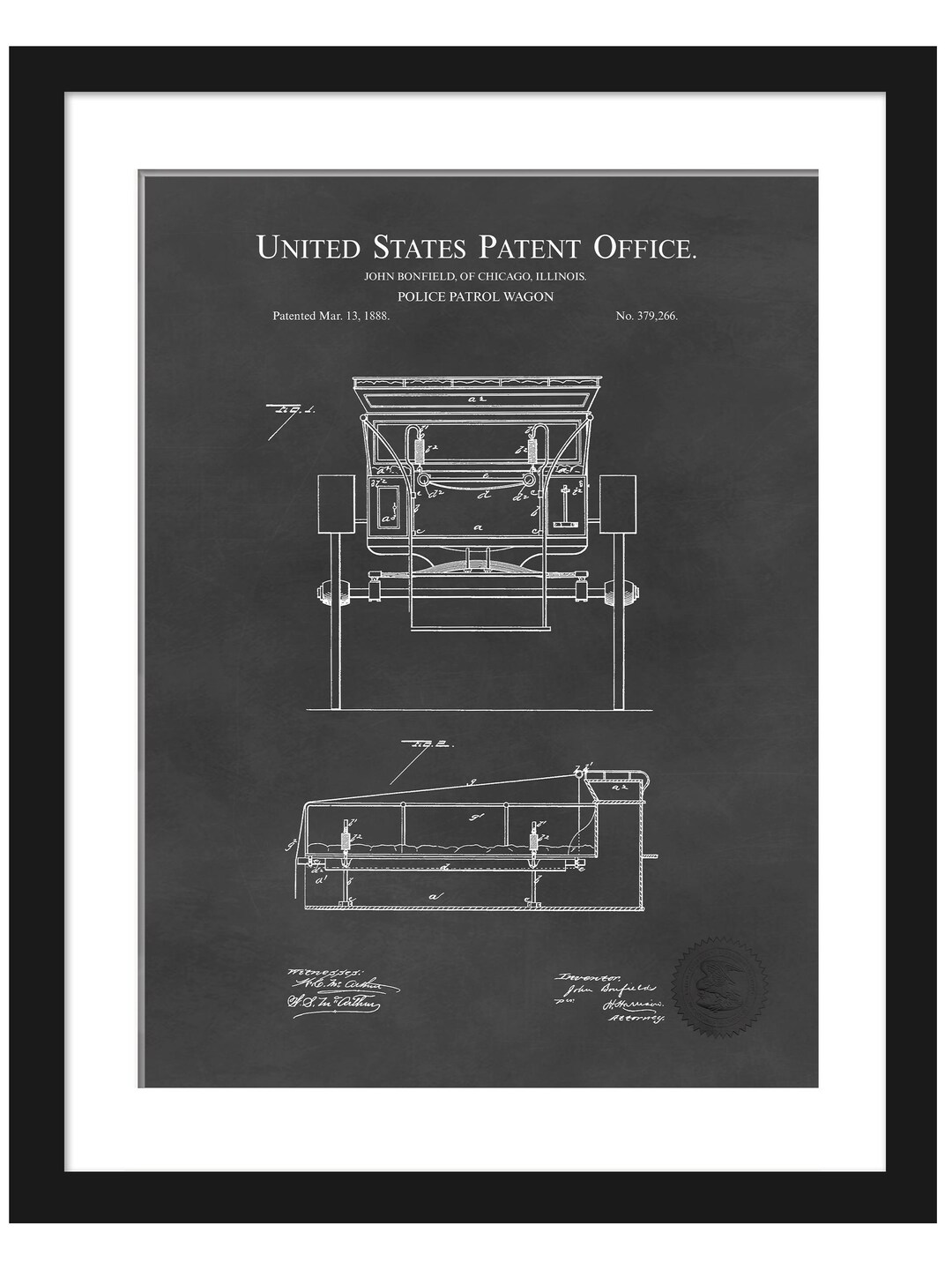 Antique Police Car Print | 1888 Police Vehicle Patent | Law Enforcement ...