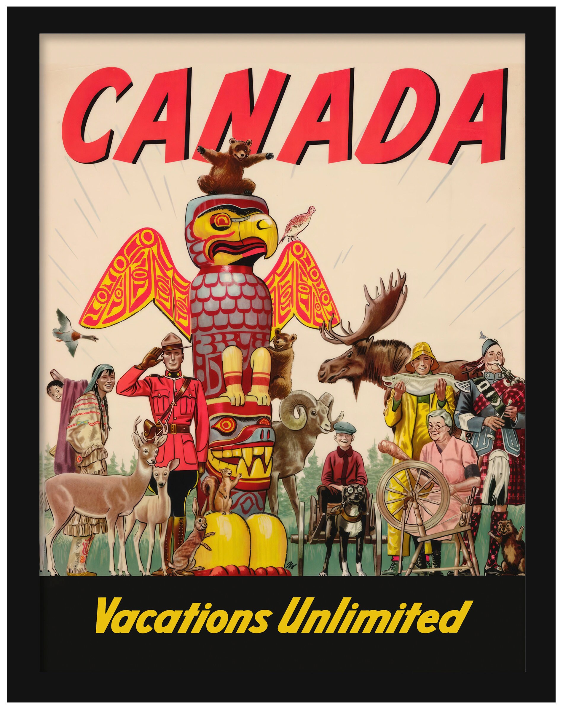 Canadian Iconic Symbols Travel Art | Reproduction of 1947 Canada ...
